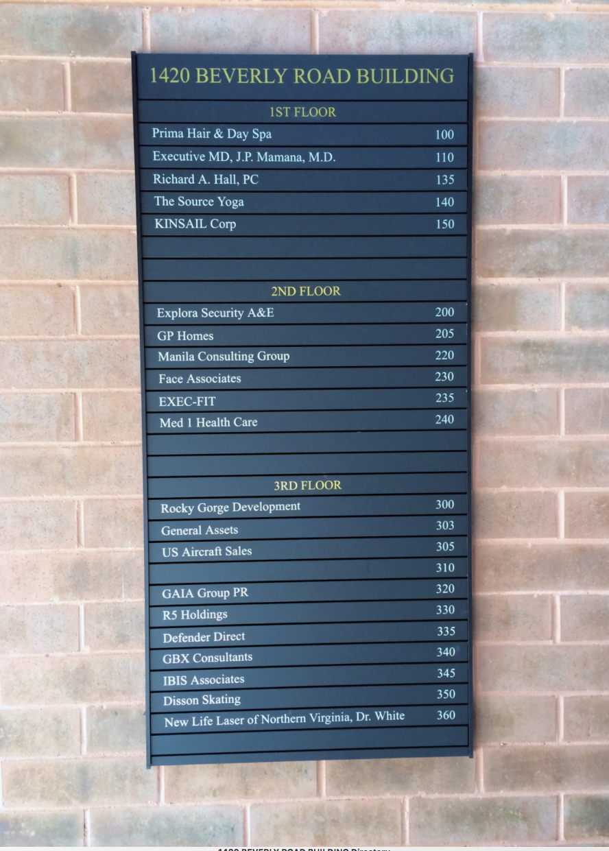 1420 BEVERLY ROAD BUILDING – Changeable Aluminum Directory Sign in ...