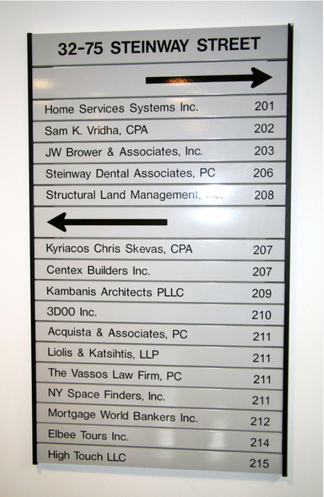 32–75 STEINWAY STREET – Changeable Aluminum Directory Sign in Astoria ...