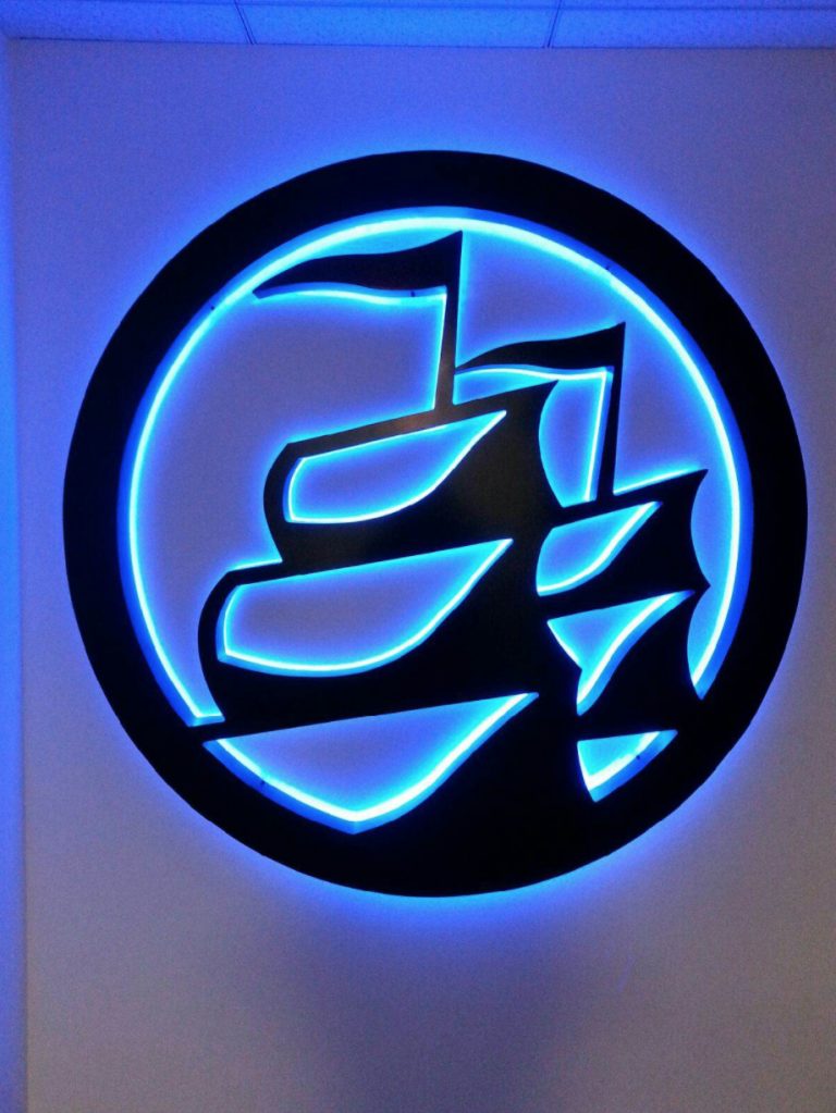 ARMADA – 60” Diameter Painted Aluminum Fabricated Logo Sign Reverse Lit ...